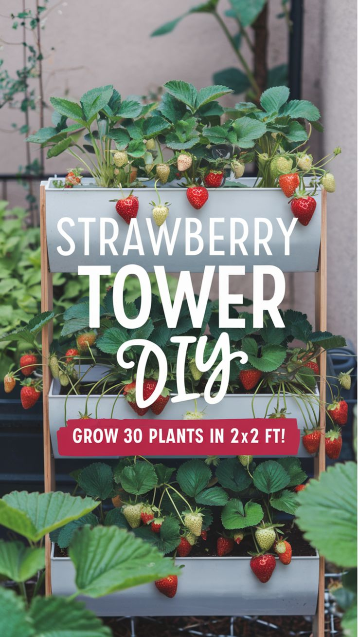 Strawberry Tower Diy How To Grow Them In A 2x2 Ft Space Green Thumb